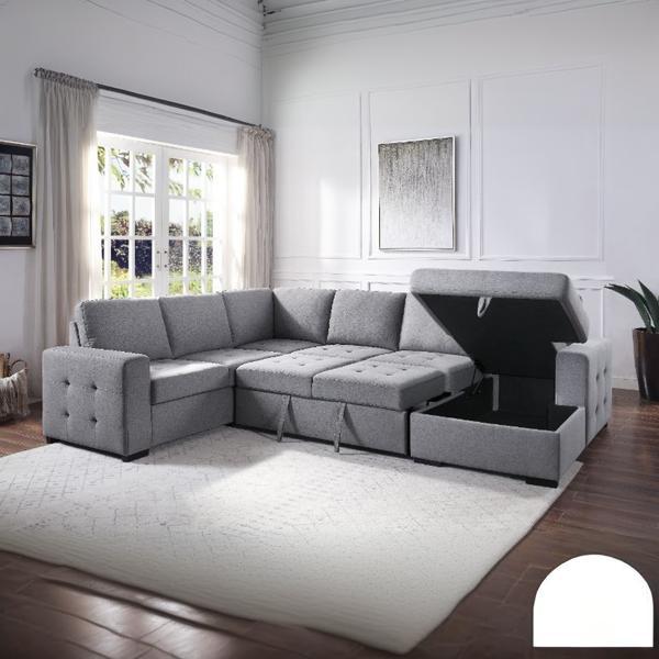 Free Shipping ACME Furniture Nardo Sectional Sofa with Storage Gray Fabric 55545