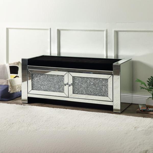Free Shipping: ACME Furniture Noralie - Mirrored Bench with Storage ...