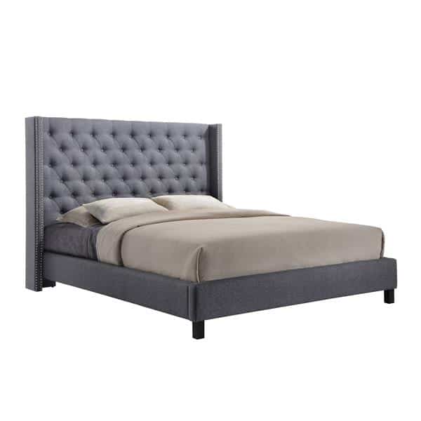 Pacifica Queen Size Tufted Upholstered Platform Bed in Gray