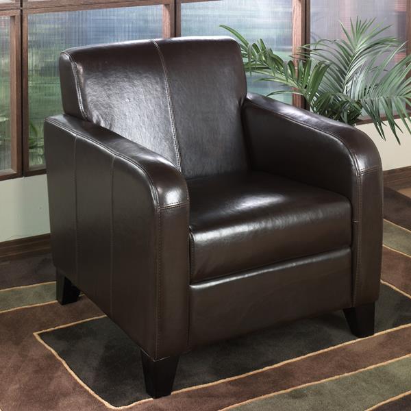 Brown faux leather club chair store