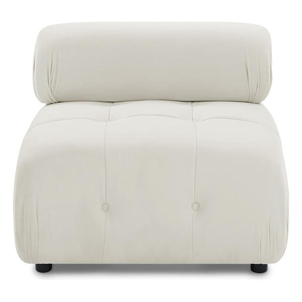 Tilton Single Chair for Modular Sofa - White Velvet - Solid Wood Frame ...