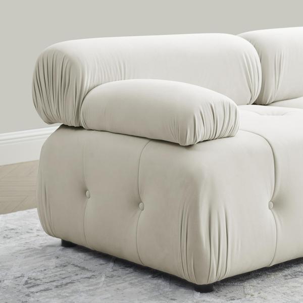 Tilton Single Chair for Modular Sofa - White Velvet - Solid Wood Frame ...