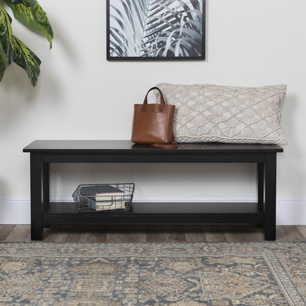 50 Farmhouse Entryway Bench Black