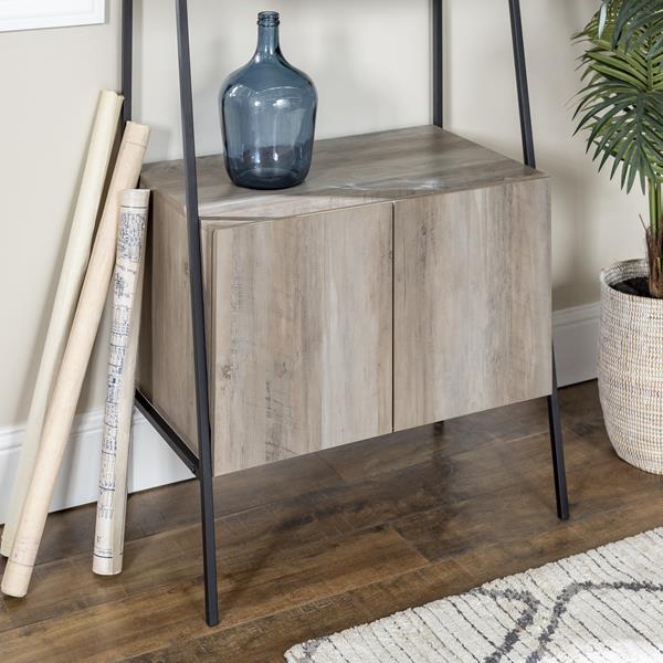 Free Shipping Walker Edison Furniture 72 Industrial Wood Ladder Bookcase Grey Wash BS72ARSTGW